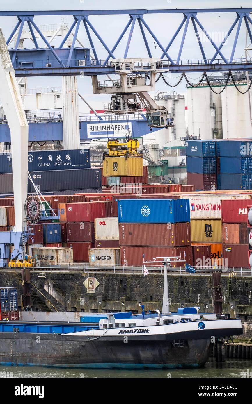 Container terminal at the Rhine port of Krefeld, inland port, 4th ...