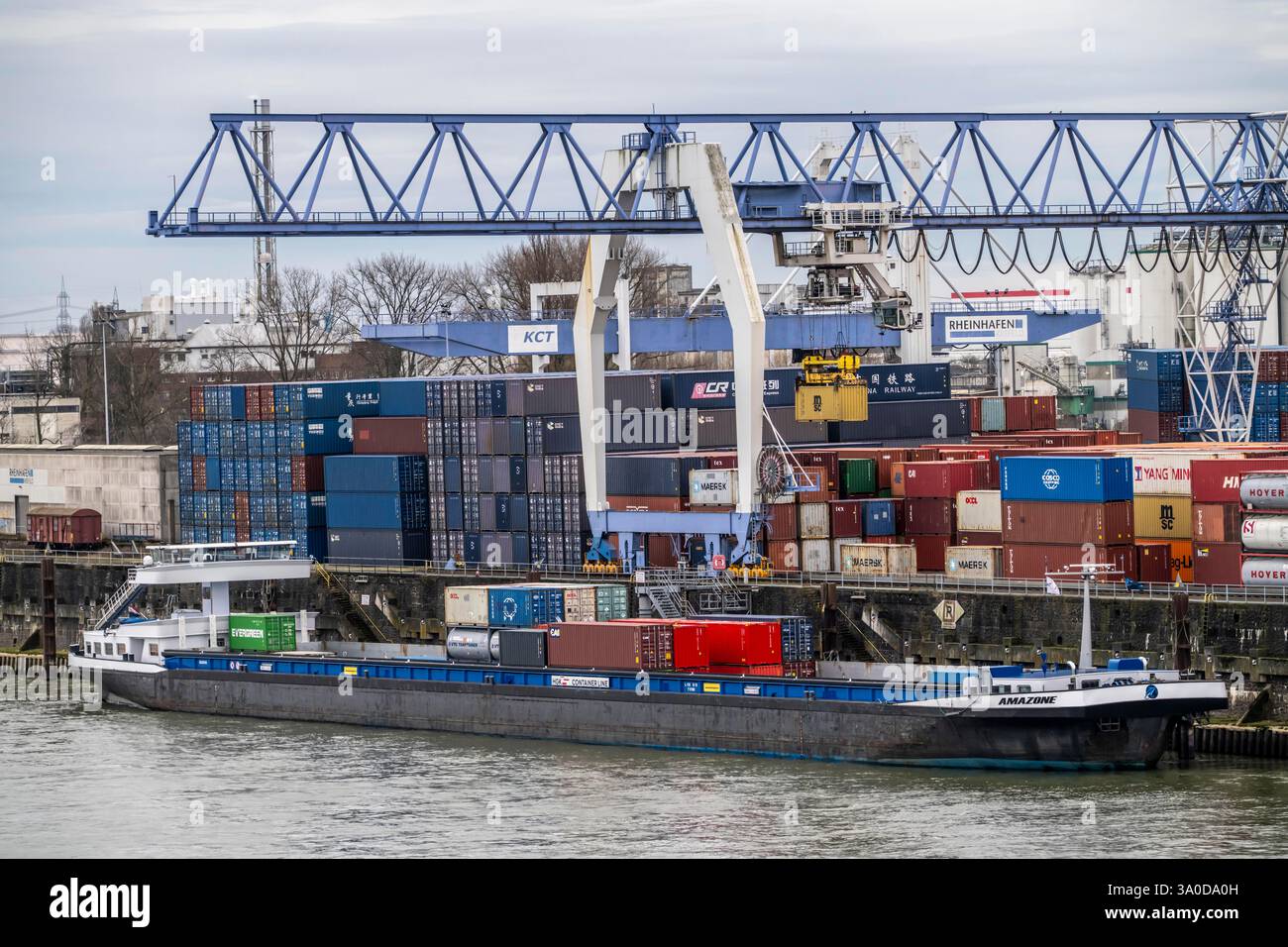 Container terminal at the Rhine port of Krefeld, inland port, 4th ...