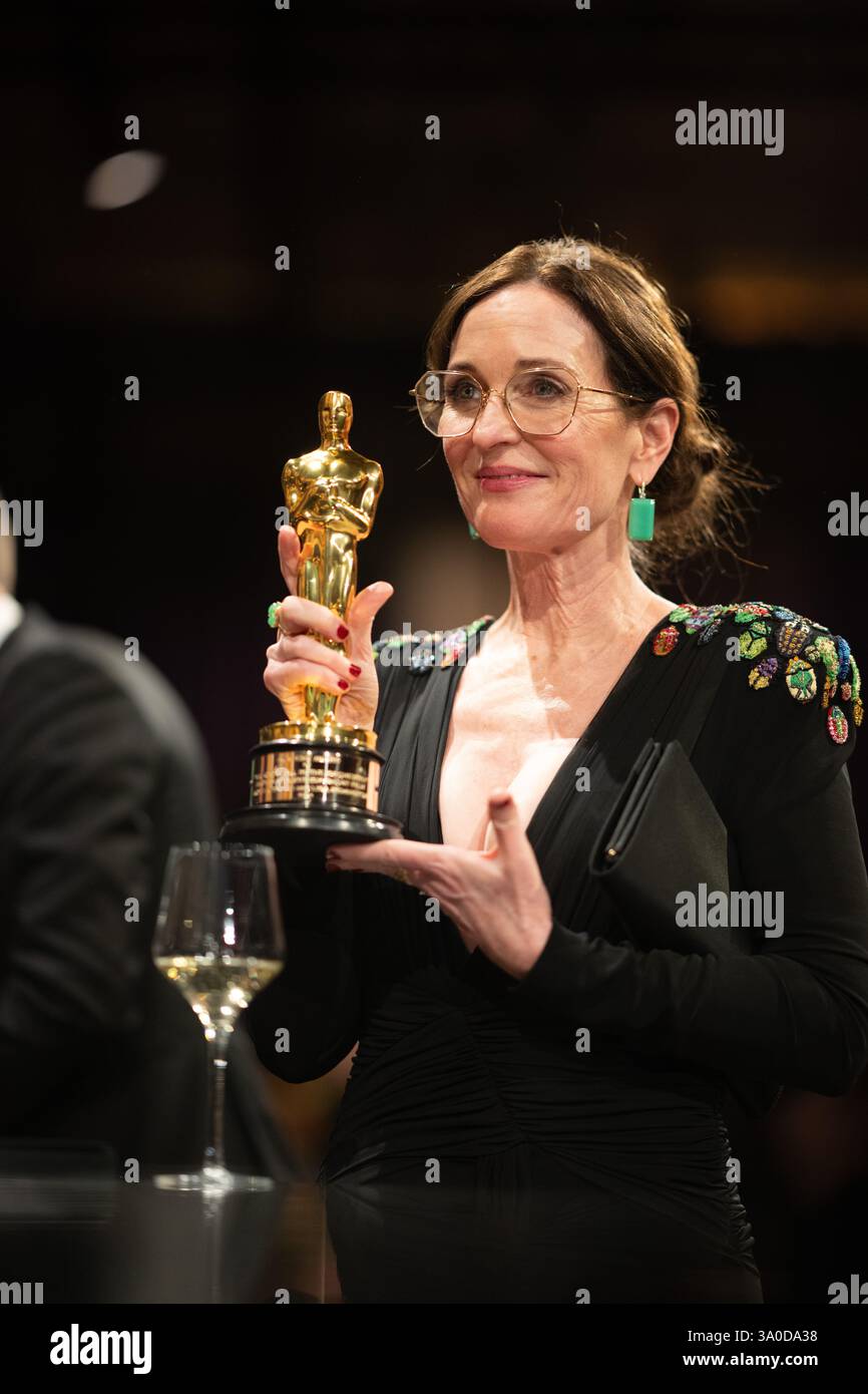 Molly O’Brien has her Oscar® for Documentary Short Film engraved at the Governors Ball after the ...