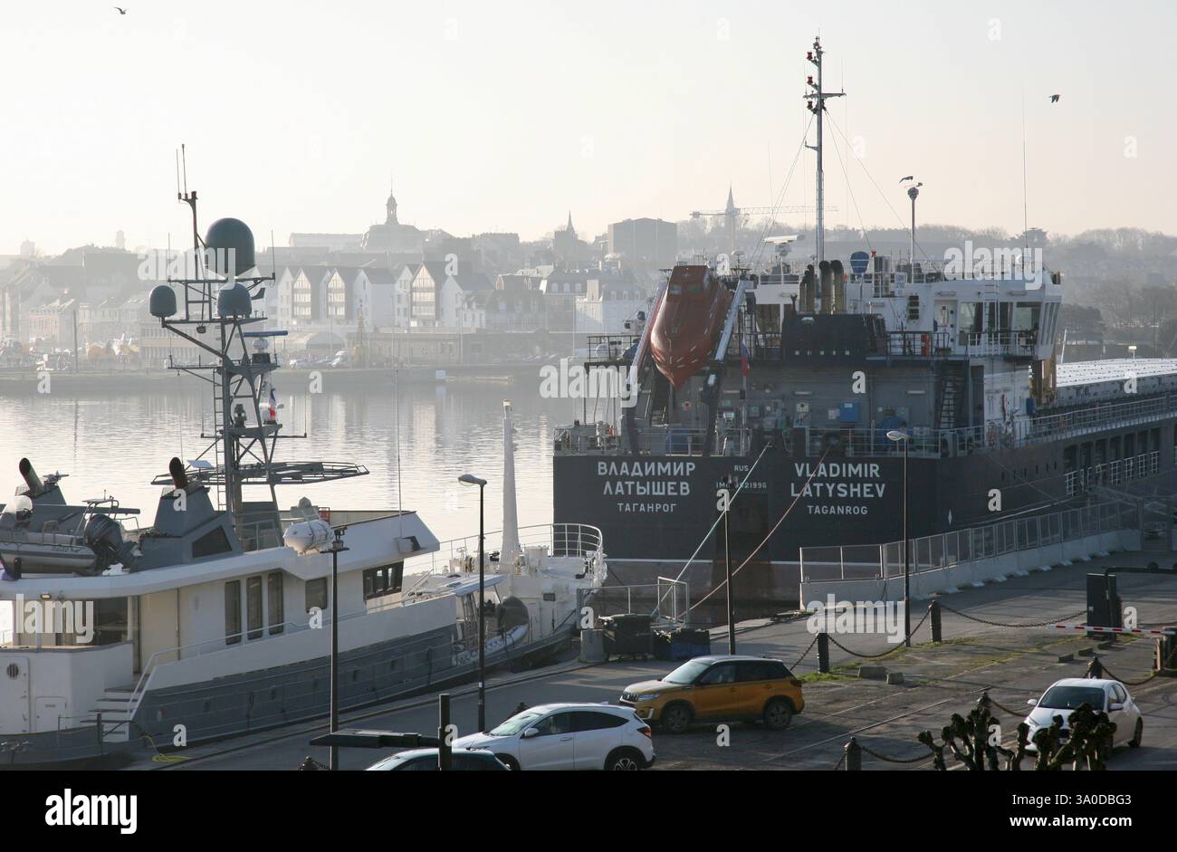 A view of the Russian ship, the Vladimir Latyshev, in the Port of Saint ...