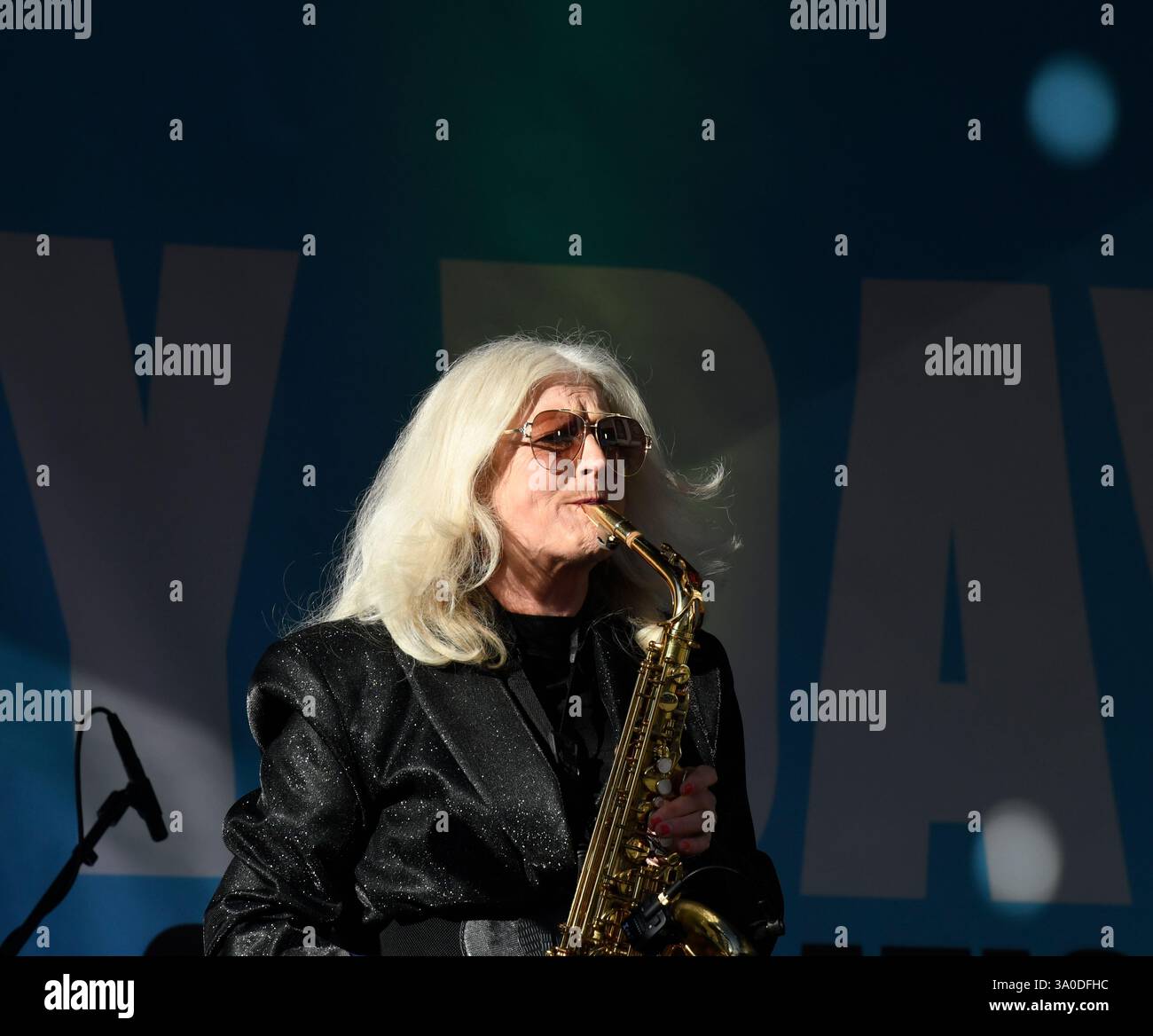 The singer and saxophonist, Anita Carmichael, performs on the City ...