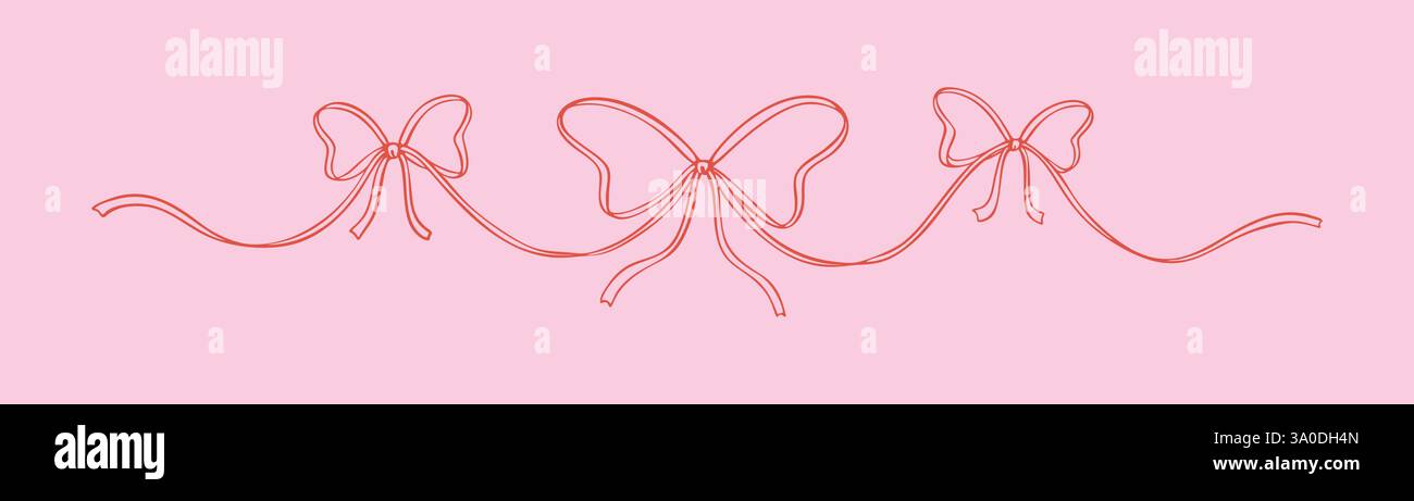 Hand drawn bow ribbon text divider, tape separator. Fancy sketchy ...