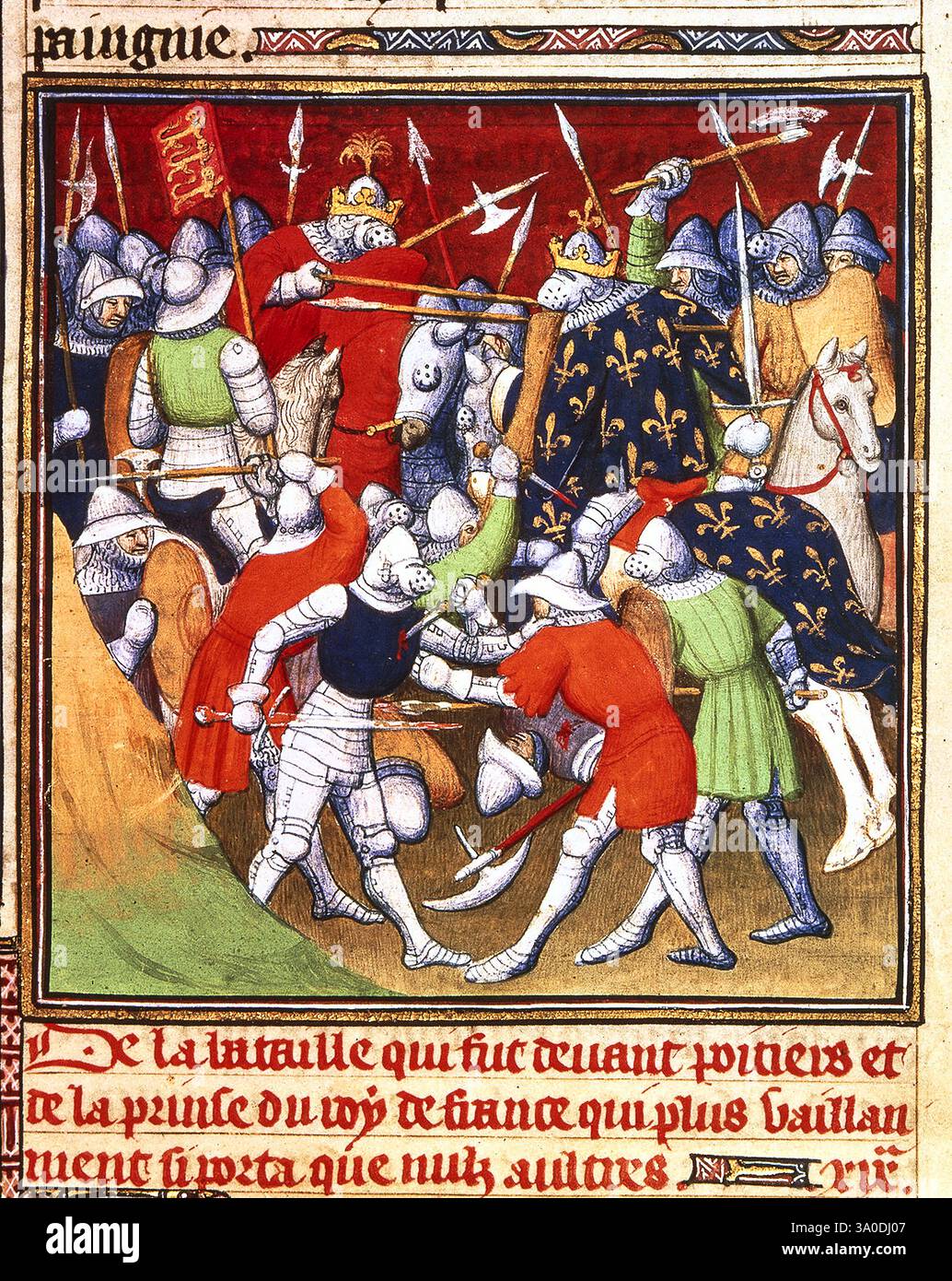 The Battle of Poitiers between the English and the French in 1356 Image ...