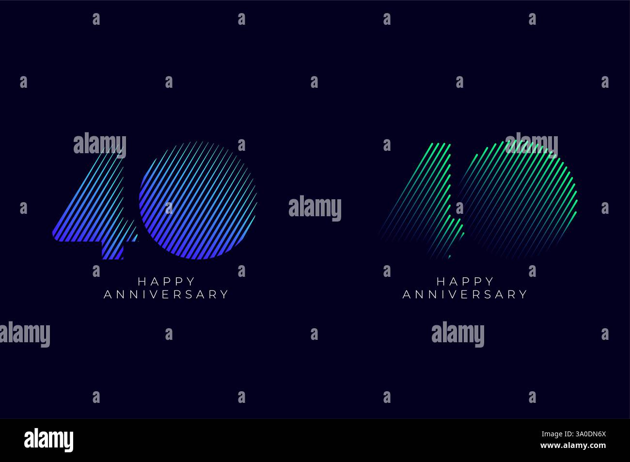 Dioagonal Line Stripes Speed Gradient Colorful 40th, 40th Happy ...