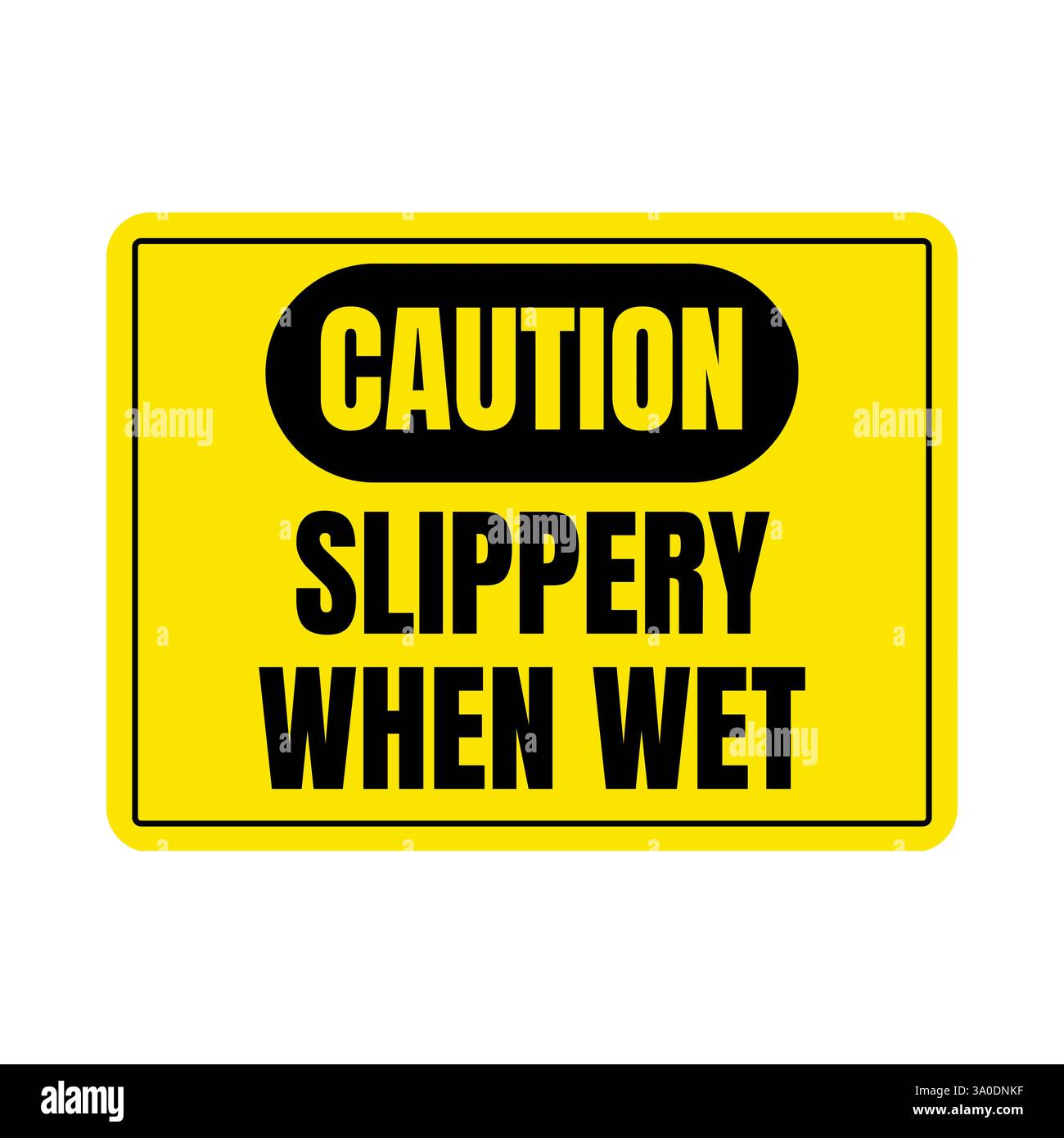Caution slippery when wet sign Stock Photo - Alamy