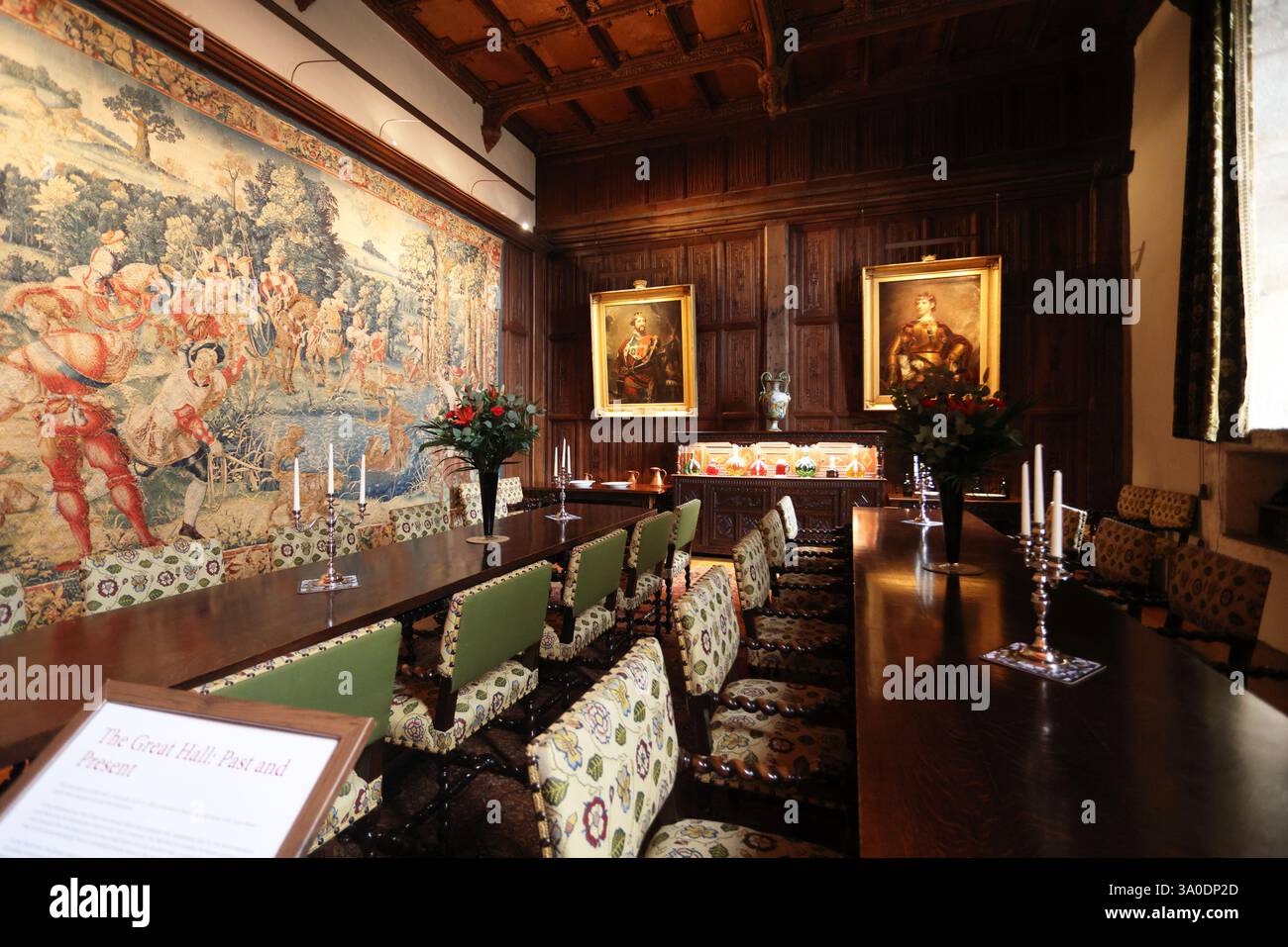 Interior of historic Hever Castle, once the home of Anne Boleyn, second ...