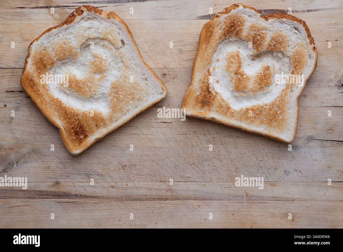 eart shaped toast. Toast with a heart shape indented into the toast ...