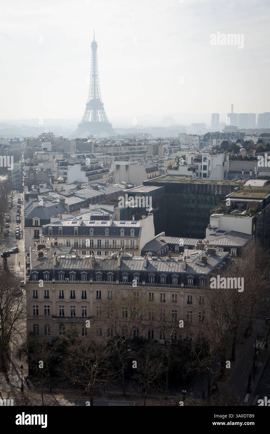 The Eiffel Tower in the Parisian morning mist from the top of the Arc de Triomphe - 3 - Paris ...