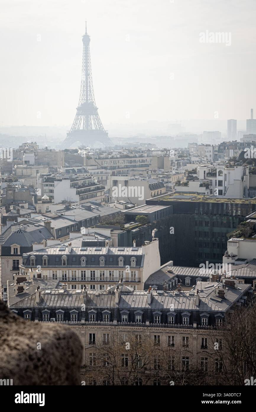 The Eiffel Tower in the Parisian morning mist from the top of the Arc de Triomphe - 4 - Paris ...
