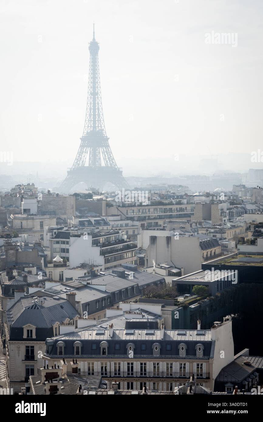 The Eiffel Tower in the Parisian morning mist from the top of the Arc de Triomphe - 6 - Paris ...