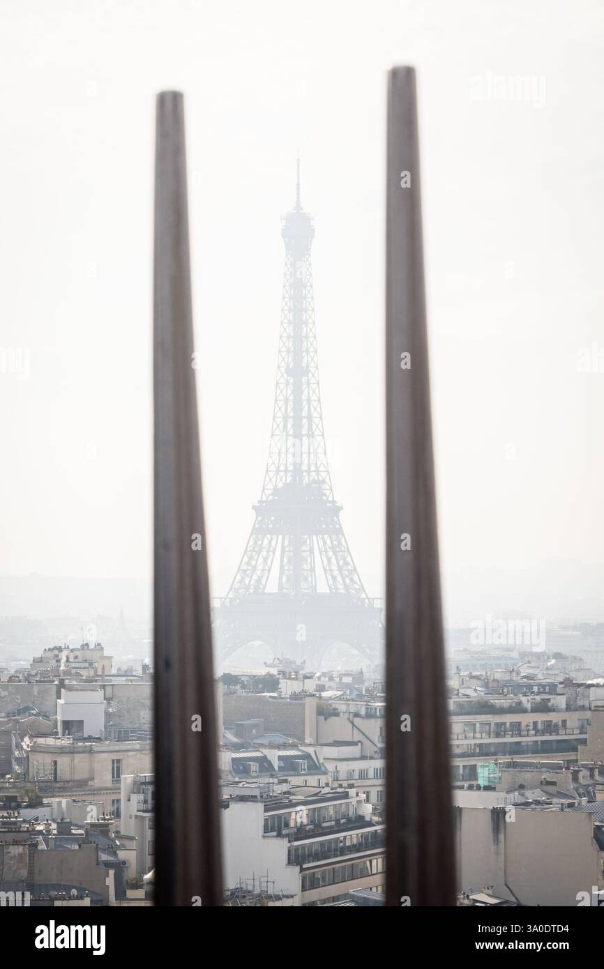 The Eiffel Tower in the Parisian morning mist from the top of the Arc de Triomphe - 7 - Paris ...