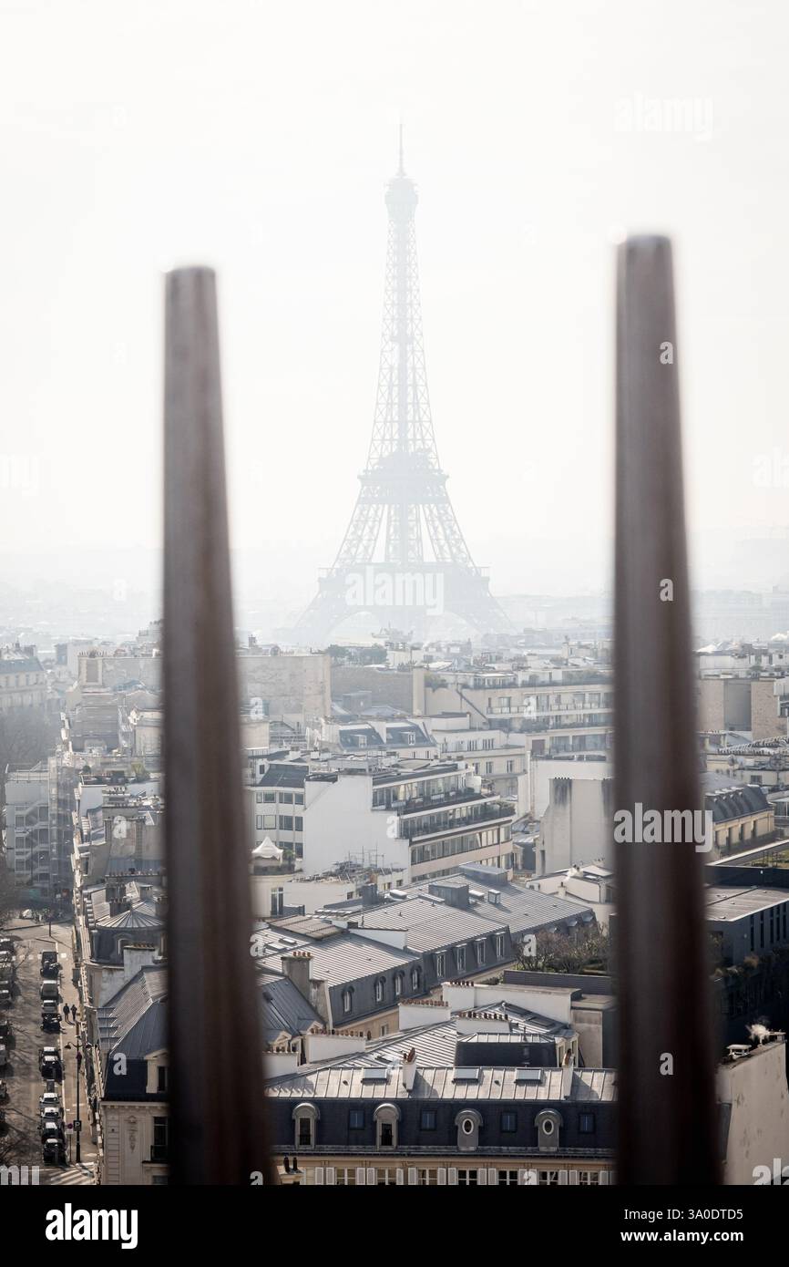 The Eiffel Tower in the Parisian morning mist from the top of the Arc de Triomphe - 8 - Paris ...