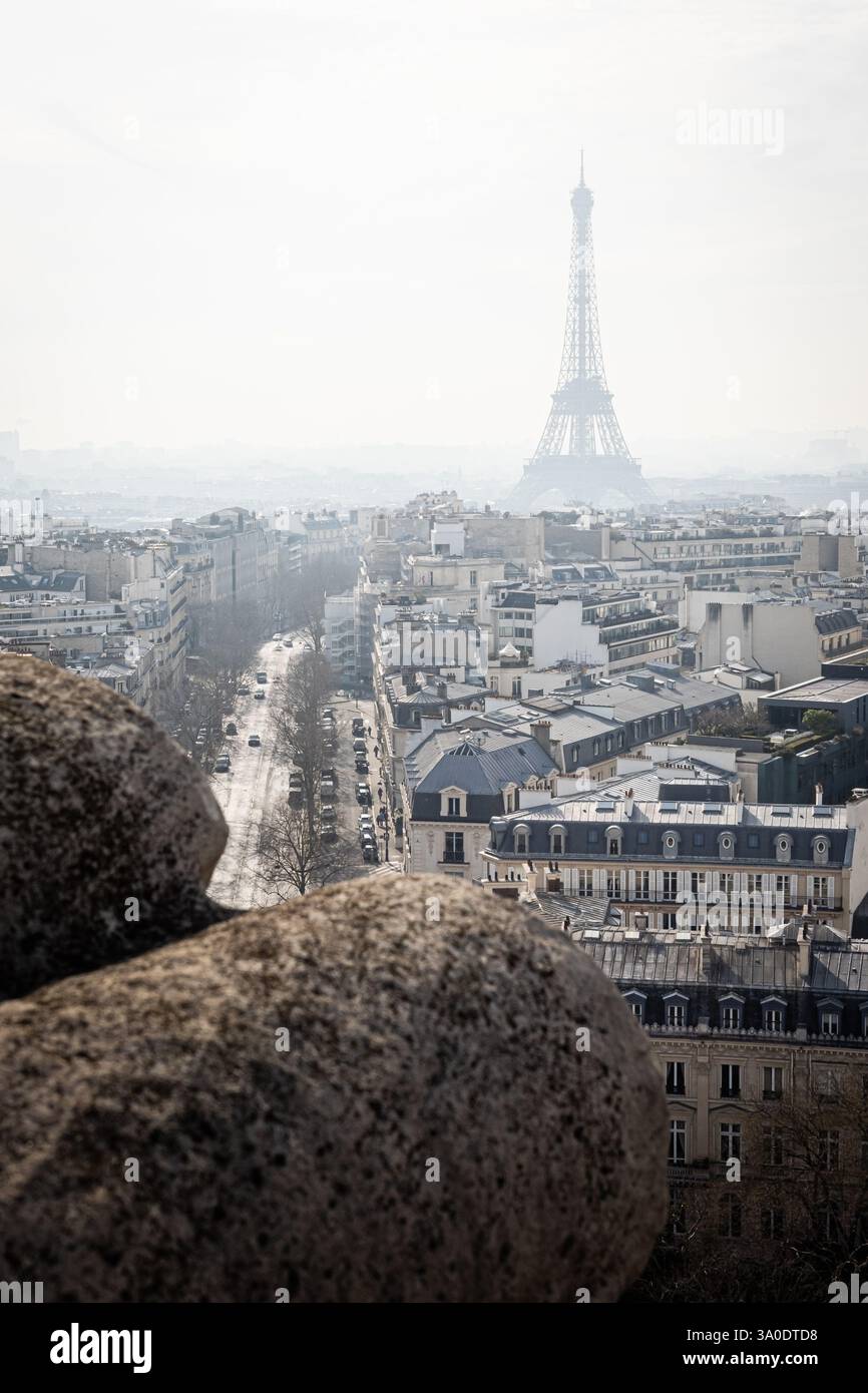 The Eiffel Tower in the Parisian morning mist from the top of the Arc de Triomphe - 10 - Paris ...