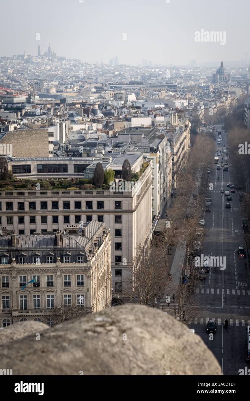 Montmartre in the Parisian morning mist from the top of the Arc de Triomphe - 2 - Paris, France ...