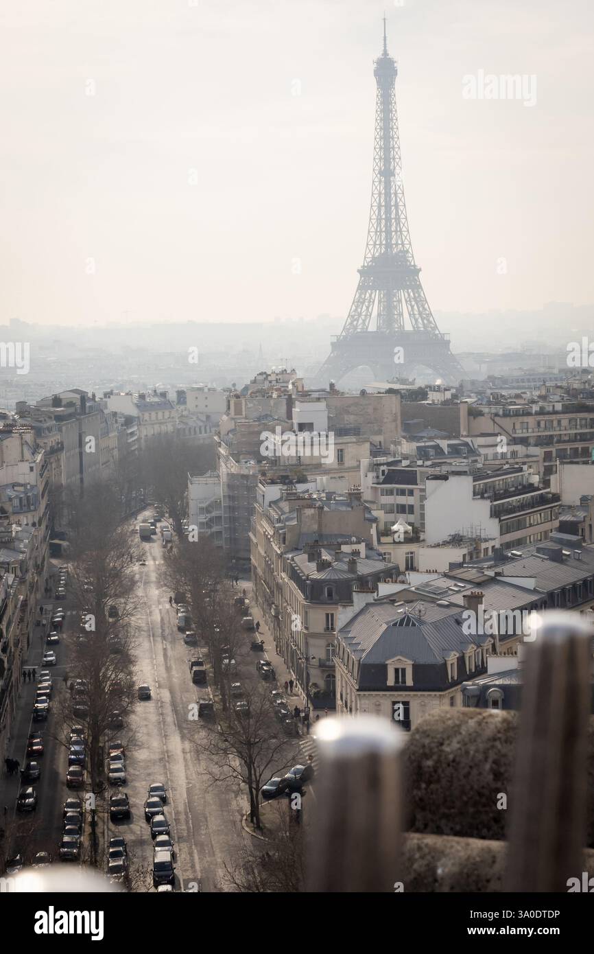 The Eiffel Tower in the Parisian morning mist from the top of the Arc de Triomphe - 17 - Paris ...