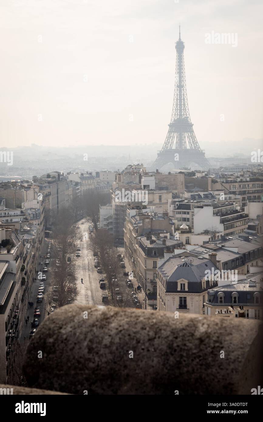 The Eiffel Tower in the Parisian morning mist from the top of the Arc de Triomphe - 18 - Paris ...