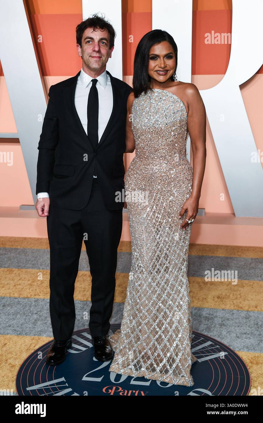 BJ Novak and Mindy Kaling walking on the red carpet at the 2025 Vanity ...