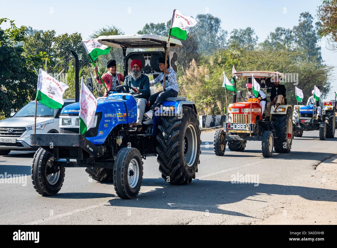 Local farmers parade in their tractors. Punjab, India Stock Photo - Alamy