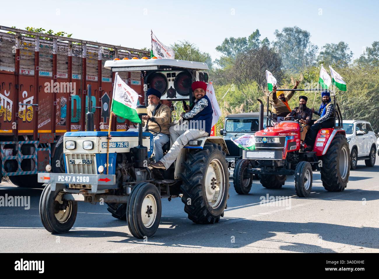 Local farmers parade in their tractors. Punjab, India Stock Photo - Alamy