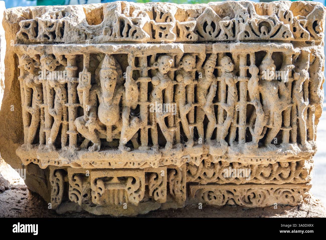Ancient carvings in sandstone showing intricacy despite heavy ...