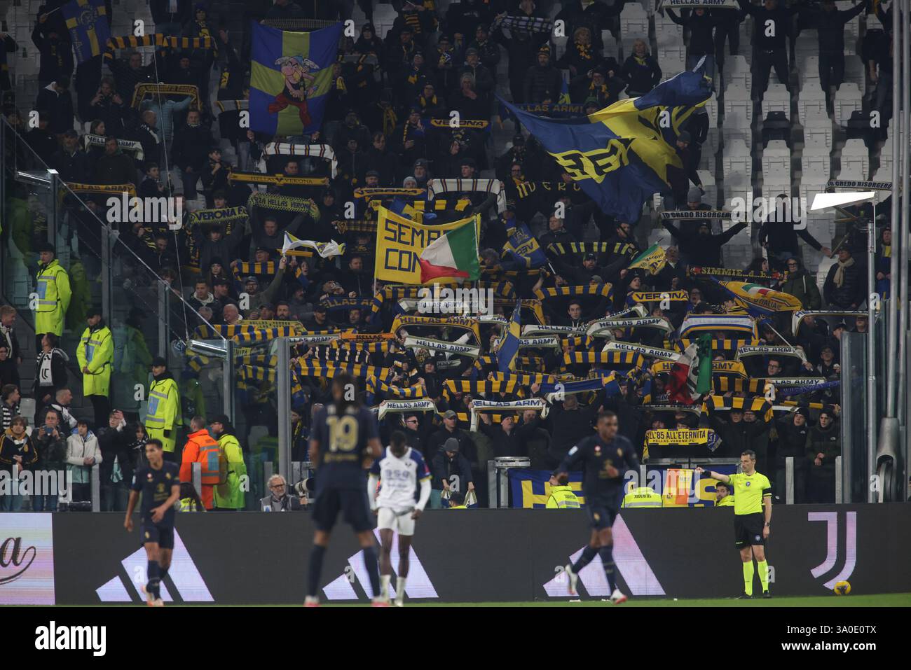 Turin, Italy. 03rd Mar, 2025. Hellas Verona fans during the Italian ...
