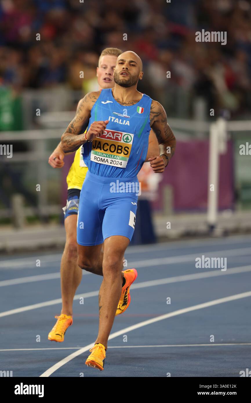 Lamont Marcell JACOBS (Italy) winning the 100m at the European Athletic ...