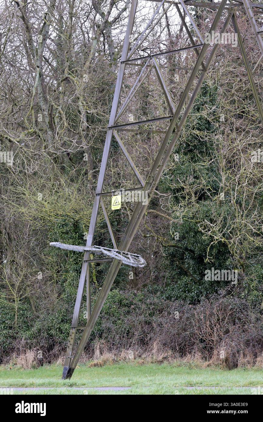 February 2025 - Traditional style British electricity power pylon foot ...