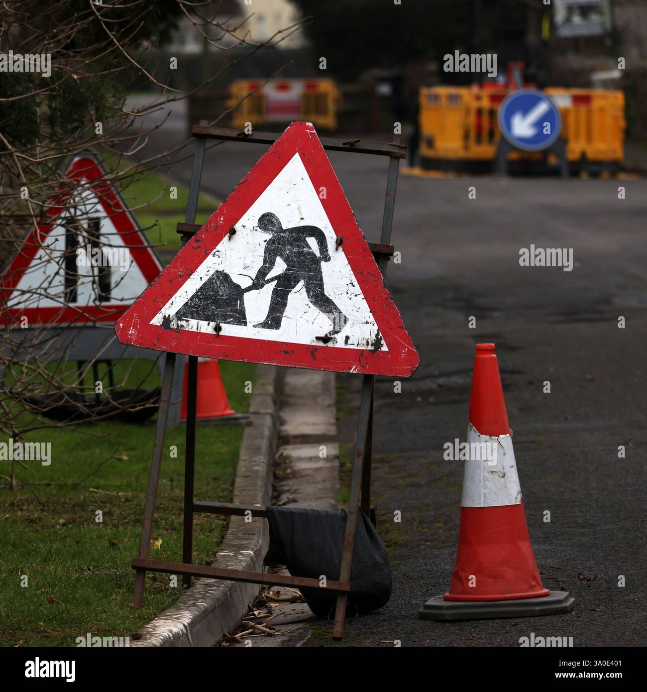 February 2025 - British highway signs for works on a busy road Stock ...