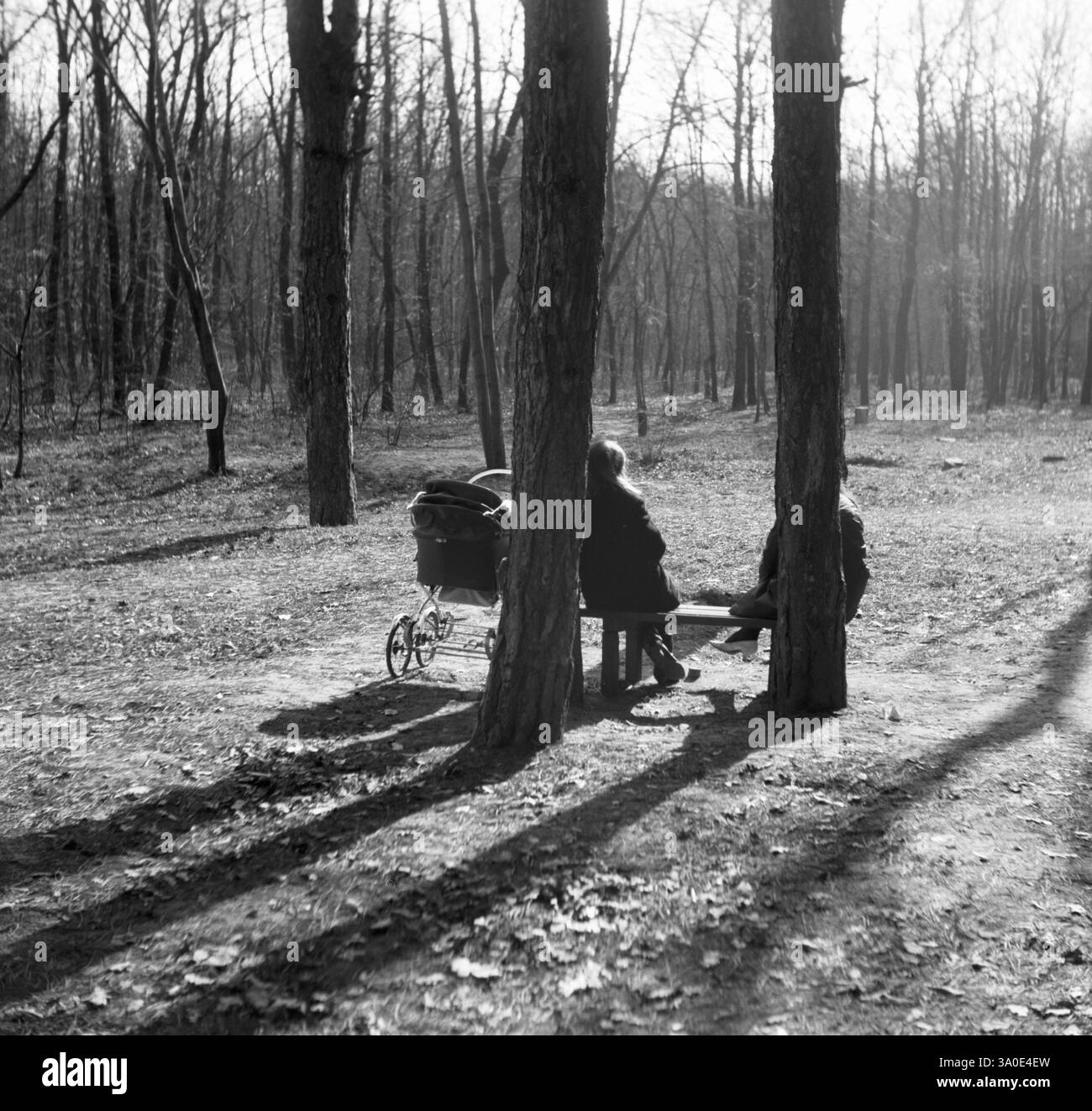 Women with a stroller in the forest of Knyaz Borisova Garden, Sofia, Bulgaria, 1960s Stock Photo ...