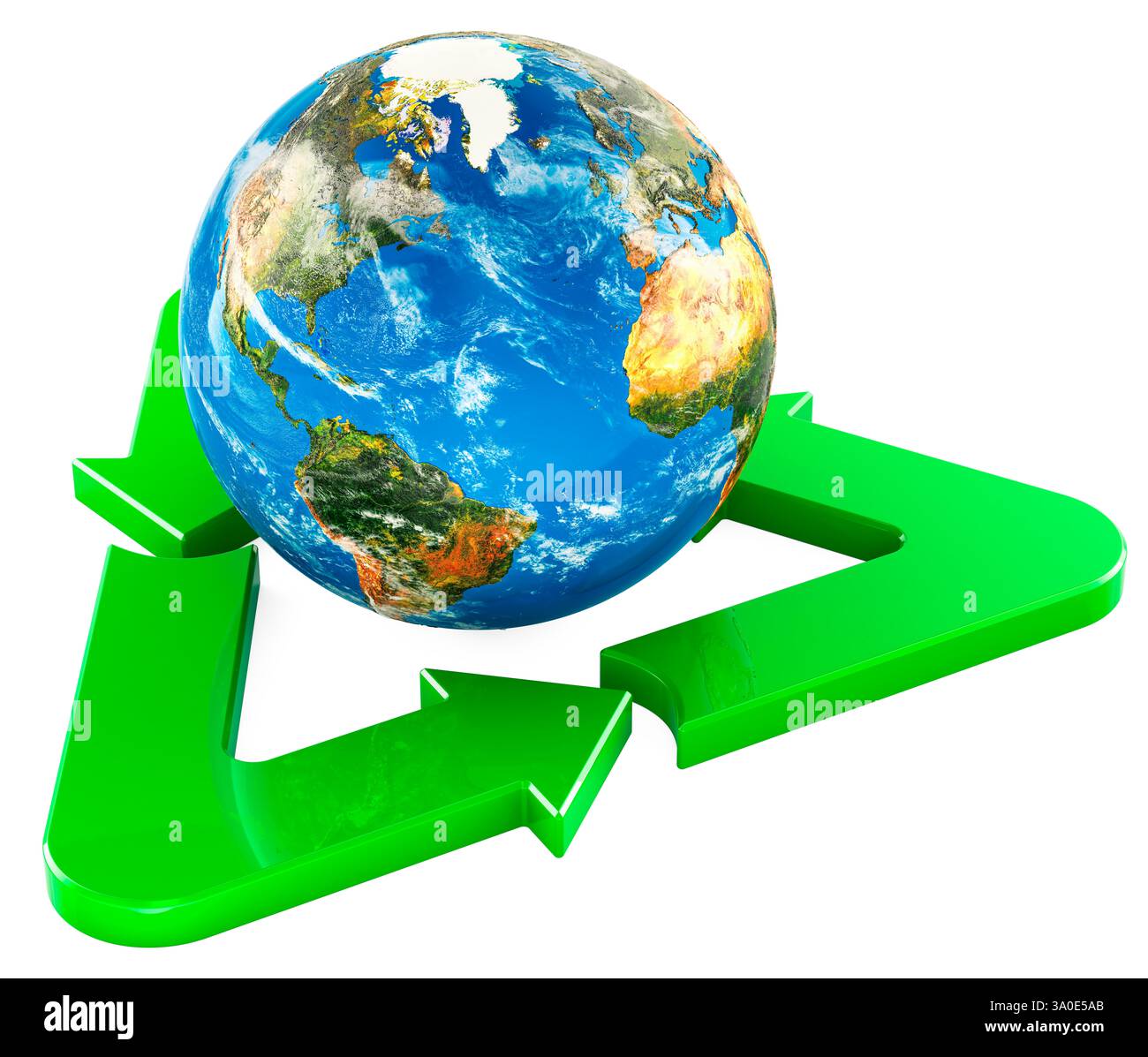 Recycling World Concept, 3D rendering isolated on white background ...