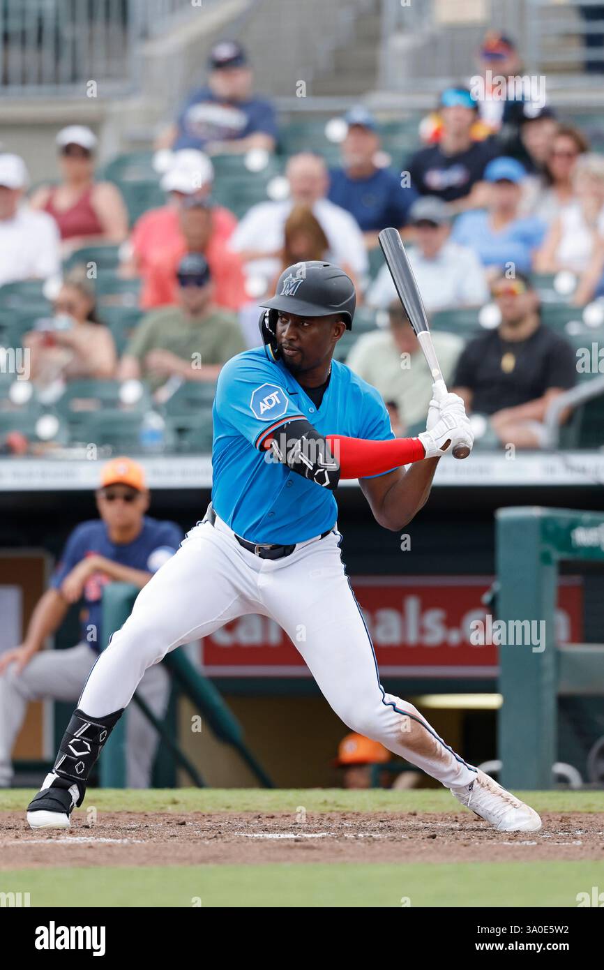 JUPITER, FL - MARCH 03: Miami Marlins outfielder Jesús Sánchez (7) bats ...