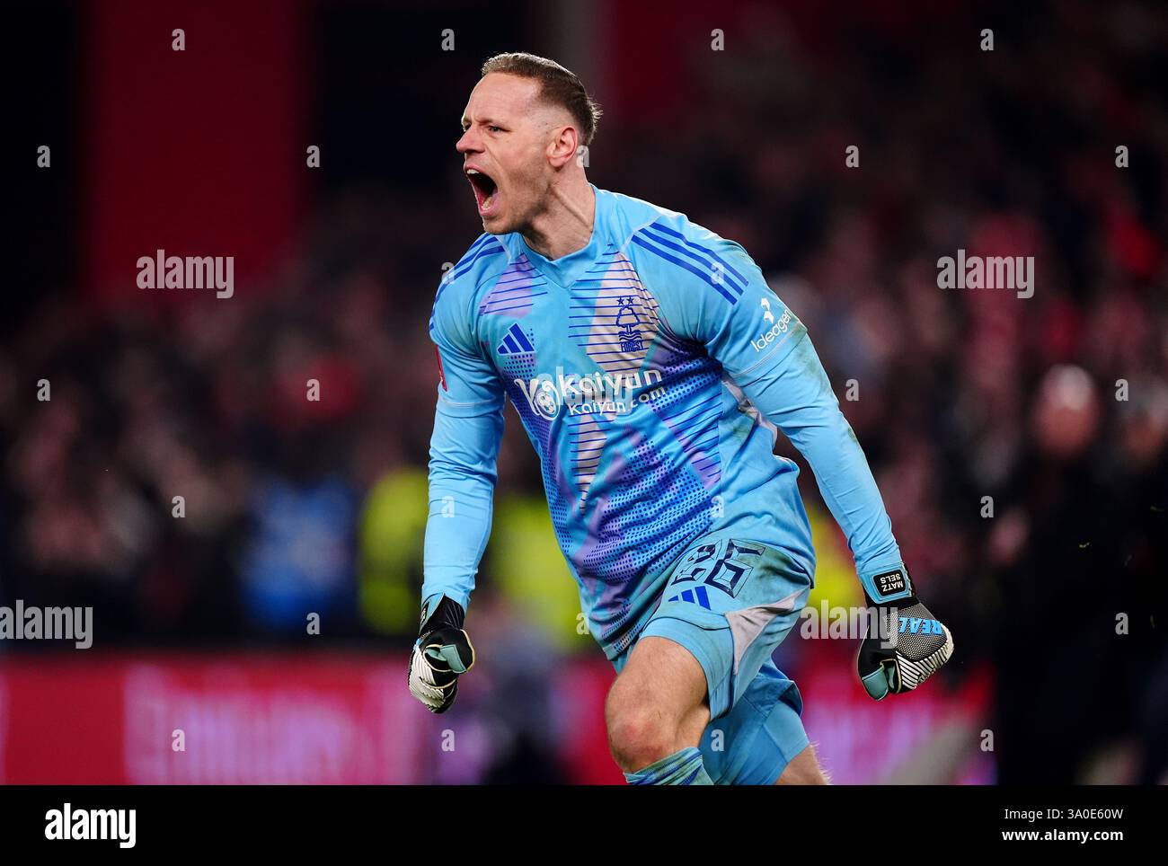 Nottingham Forest goalkeeper Matz Sels celebrates winning the penalty ...