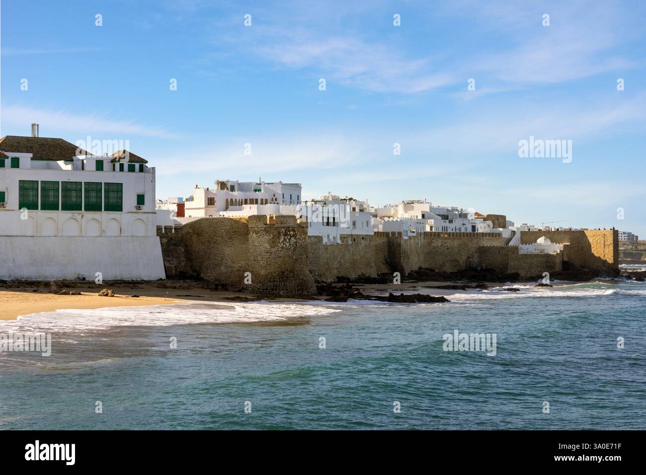 The fortified town of Asilah, with its fully intact ramparts and ...