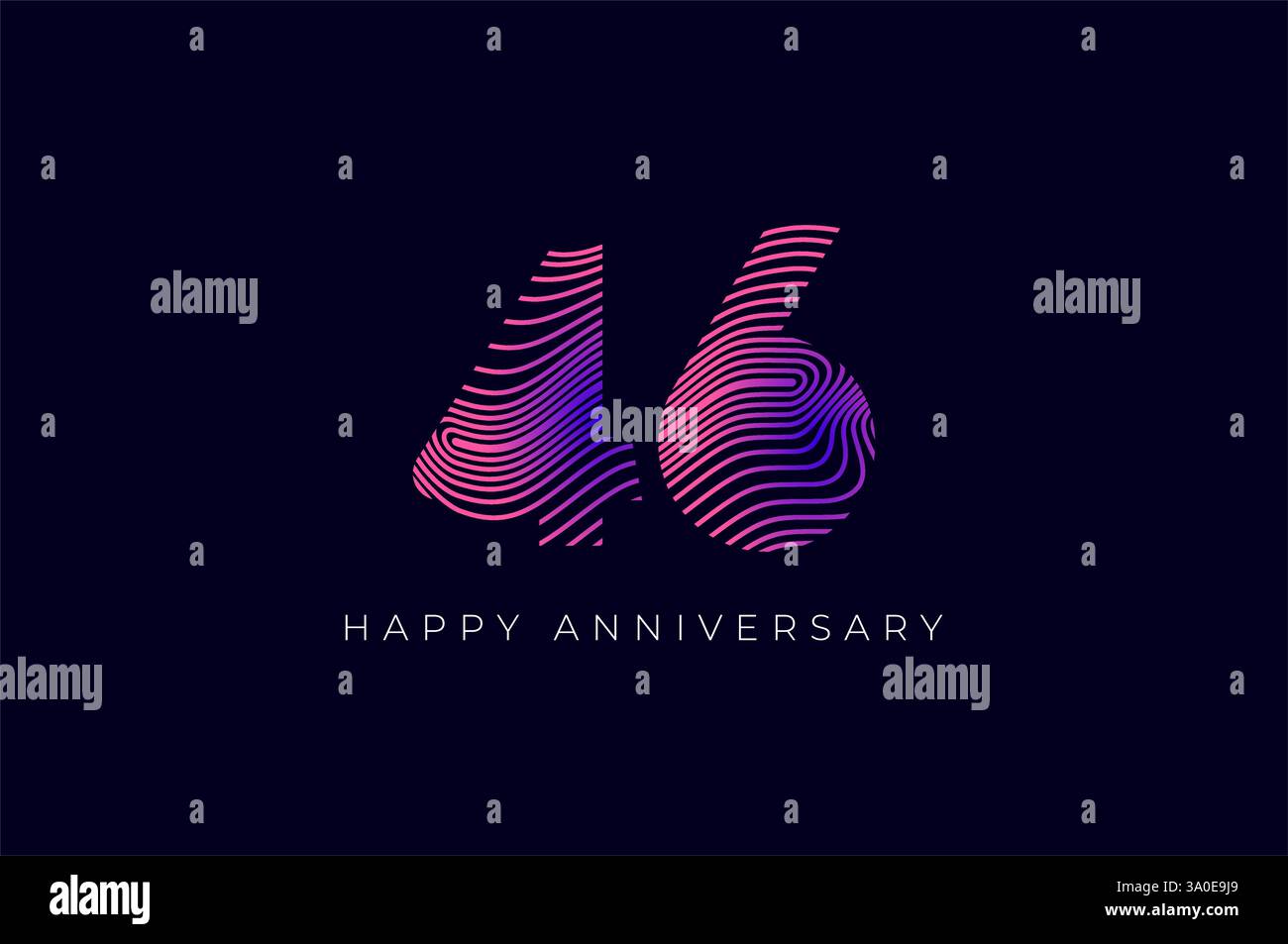 Numeric Design With Line Curve 46th 46th Happy Anniversary With