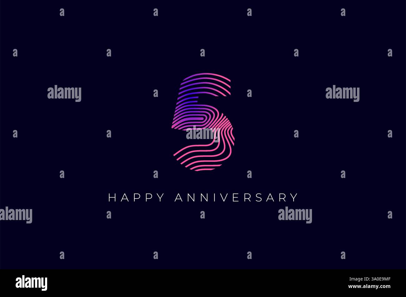 Numeric Design with Line Curve 5th, 5th Happy Anniversary with Gradient ...