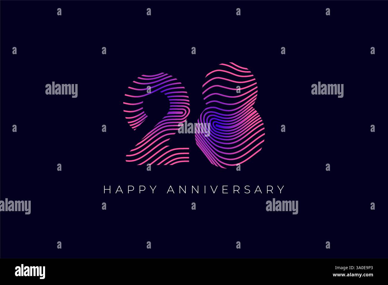 Numeric Design with Line Curve 28th, 28th Happy Anniversary with ...