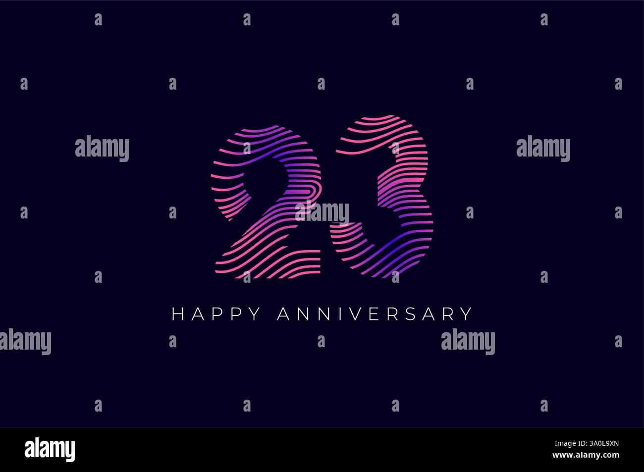 Numeric Design with Line Curve 23th, 23th Happy Anniversary with ...