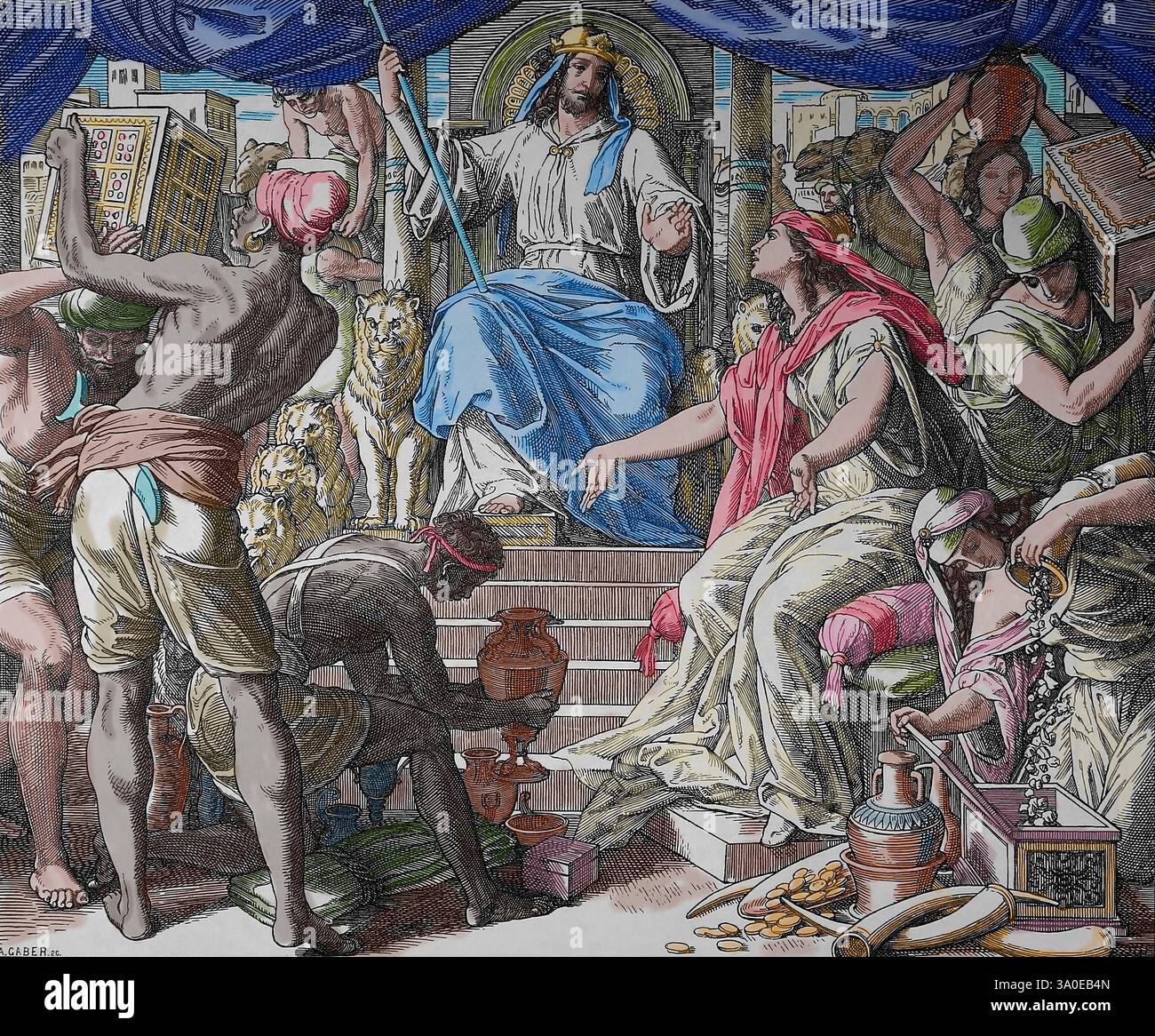 Old Testament. The visit of the Queen of Sheba to Salomon. the Queen ...