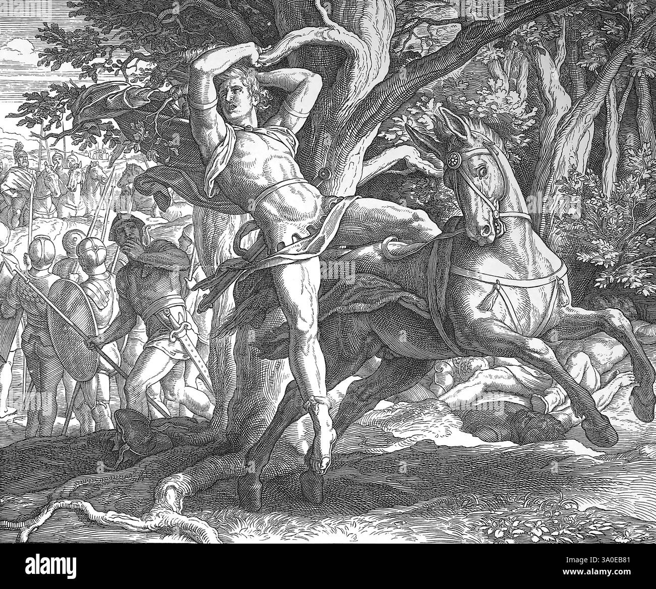 Old Testament. Death of Absolom. Illustration by J. Schnorr von ...