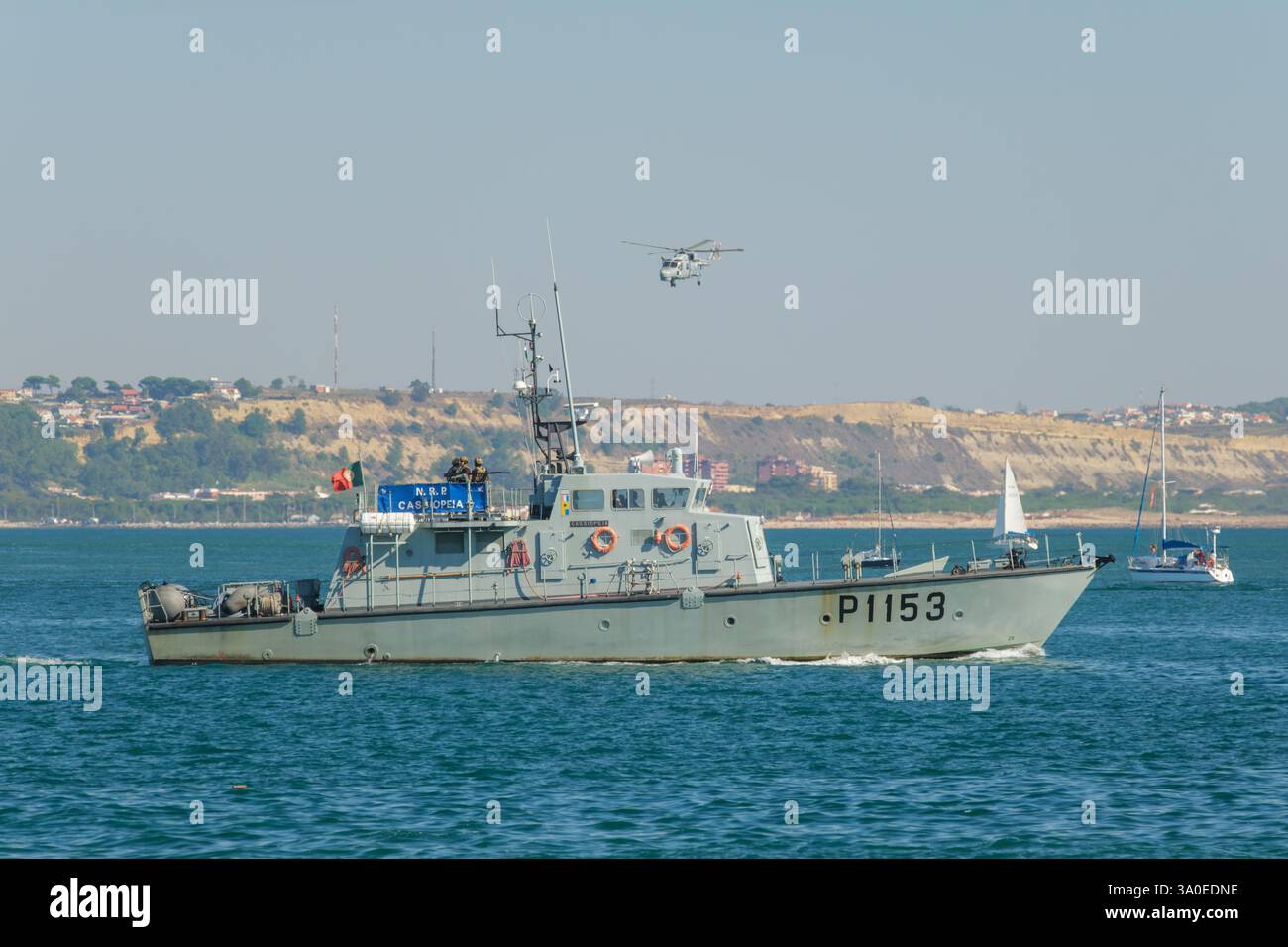 Westland Lynx military helicopter and and Patrol vessel NRP Cassiopeia ...