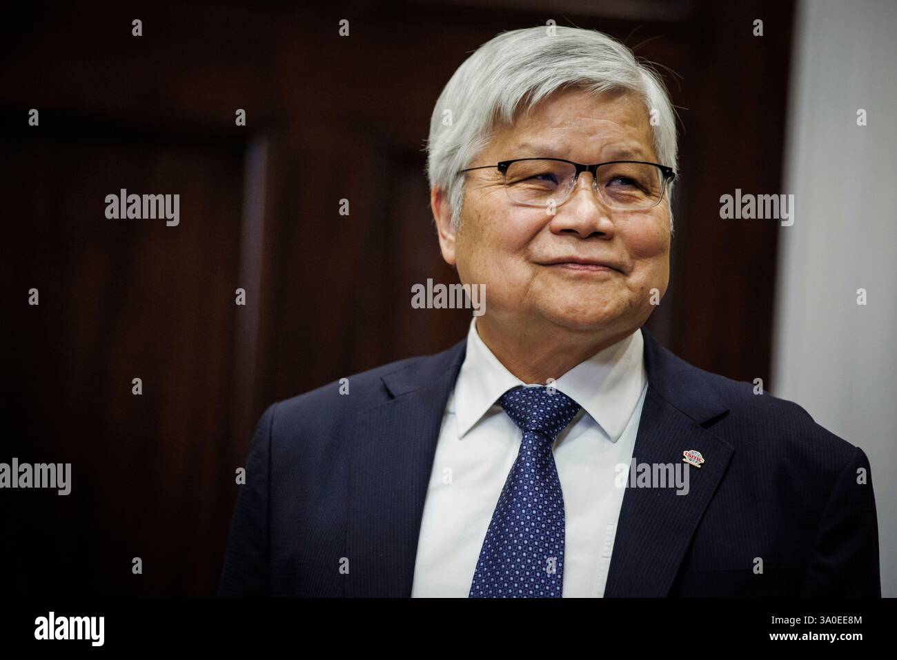 Taiwan Semiconductor Manufacturing Company (TSMC) CEO C. C. Wei listens ...