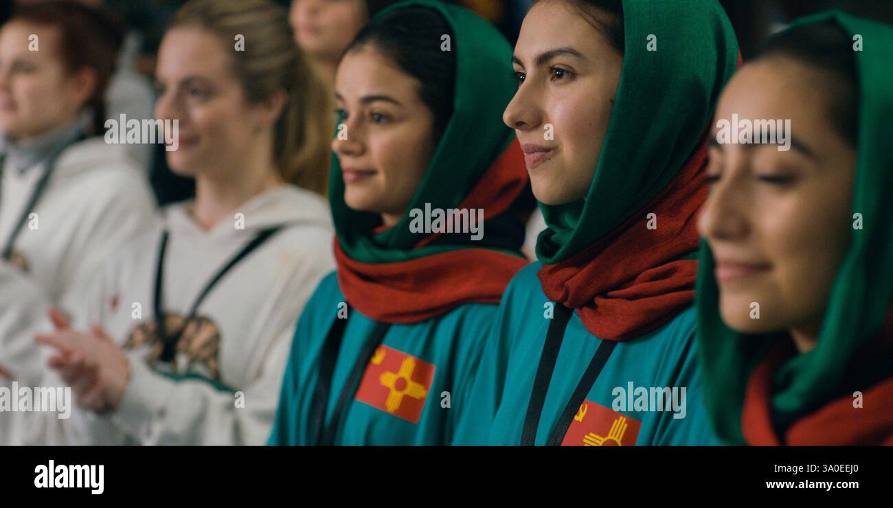 RULE BREAKERS, center, from left: Nina Hosseinzadeh, Sara Malal Rowe, Amber Afzali, 2025 ...