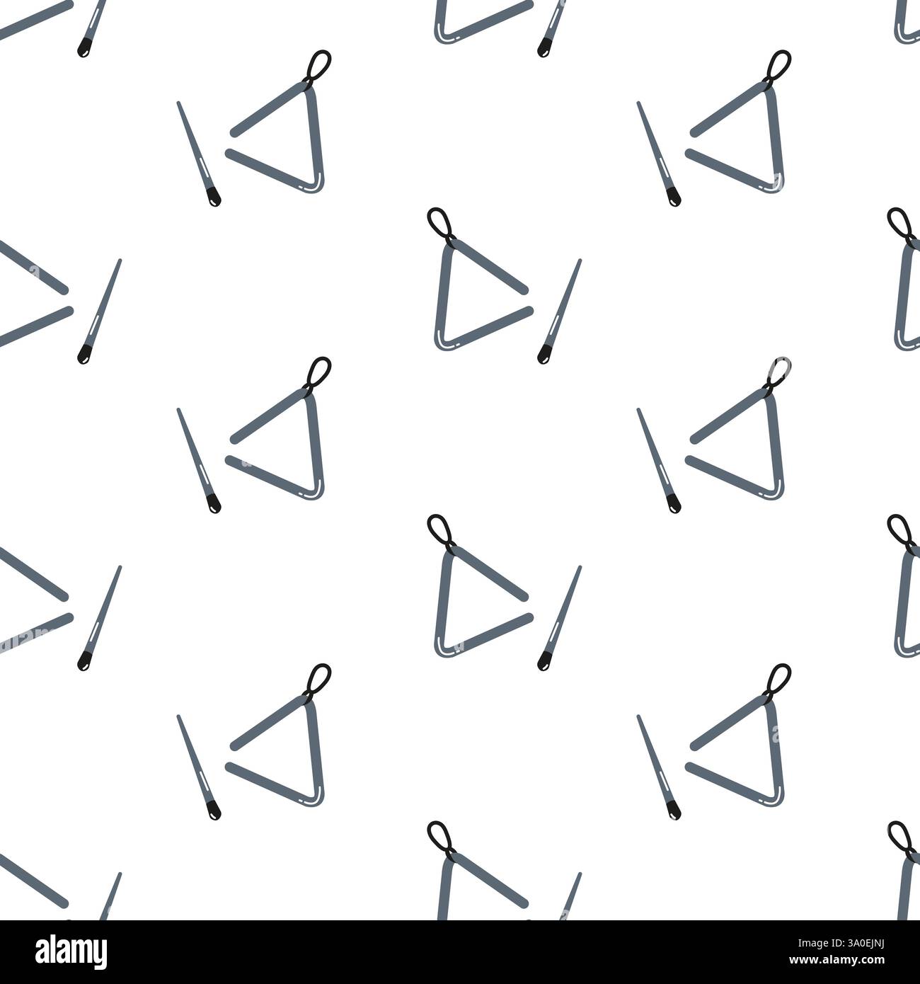 The composition features repeated triangular metal shapes and thin ...