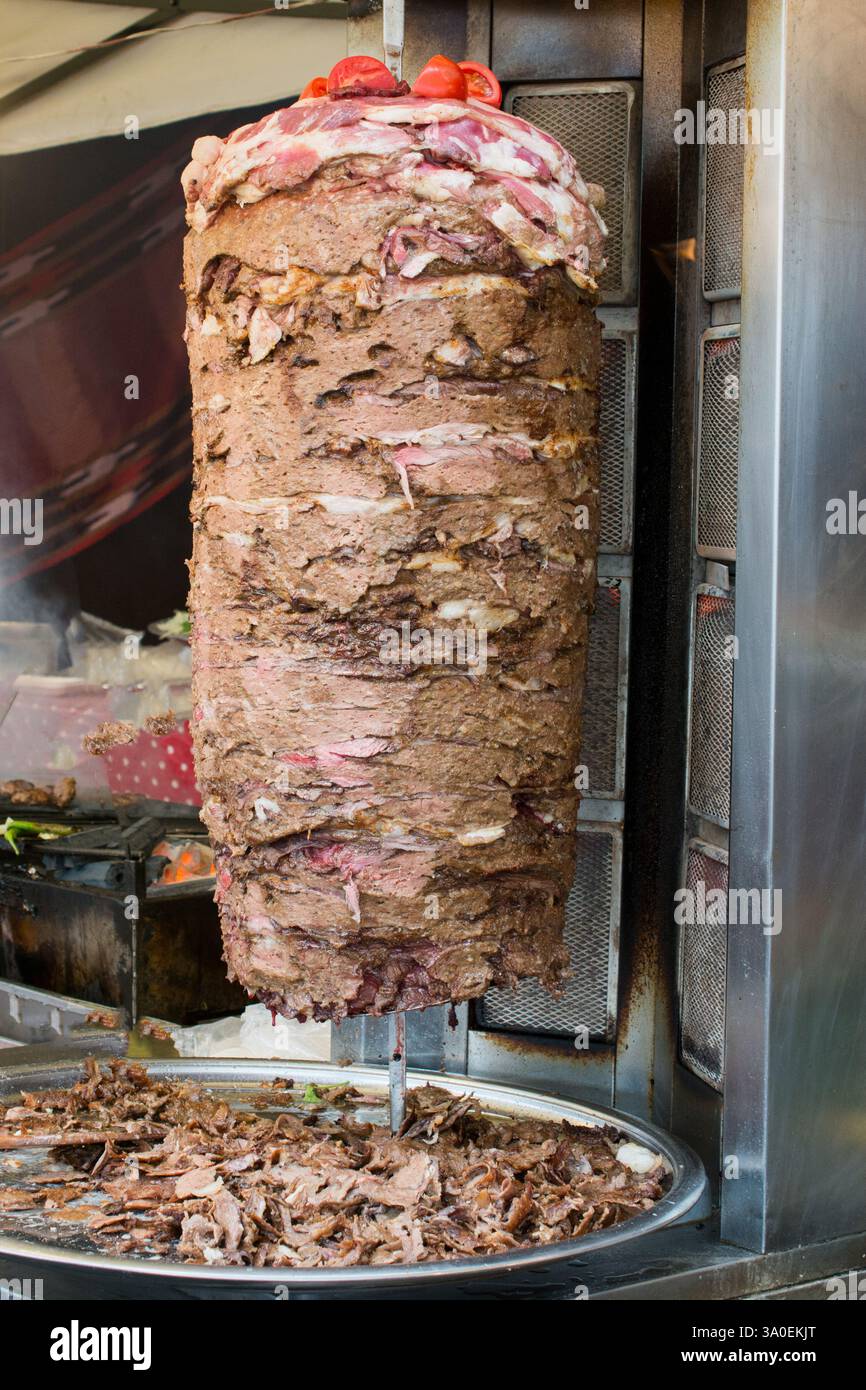 Traditional Turkish Doner Kebab on pole Stock Photo - Alamy