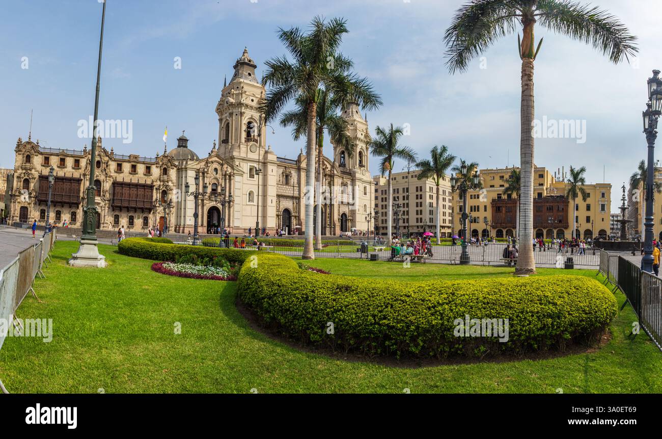 Cathedral at Lima Main Square - Peru Stock Photo - Alamy
