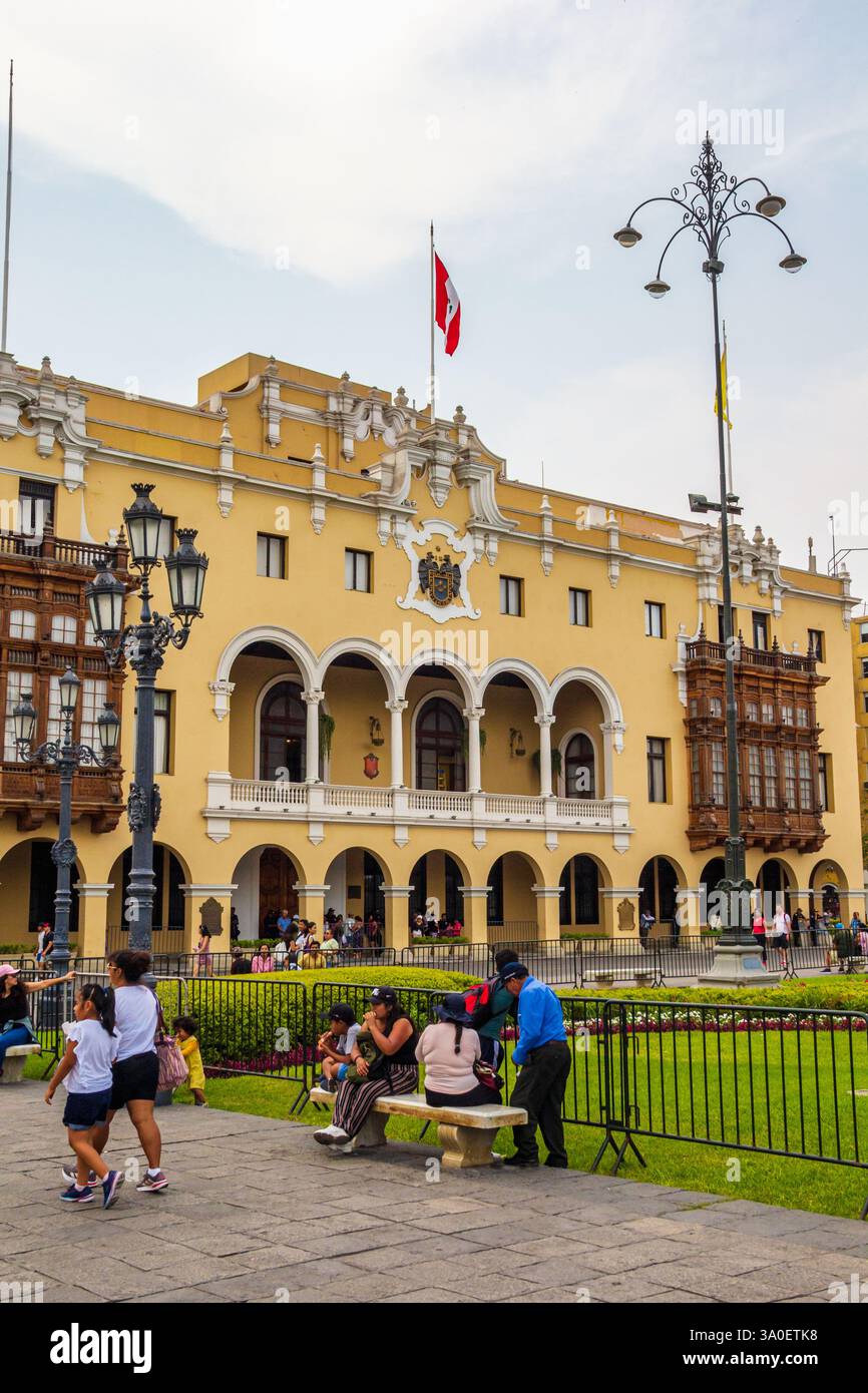 City Hall at Lima Main Square - Peru Stock Photo - Alamy