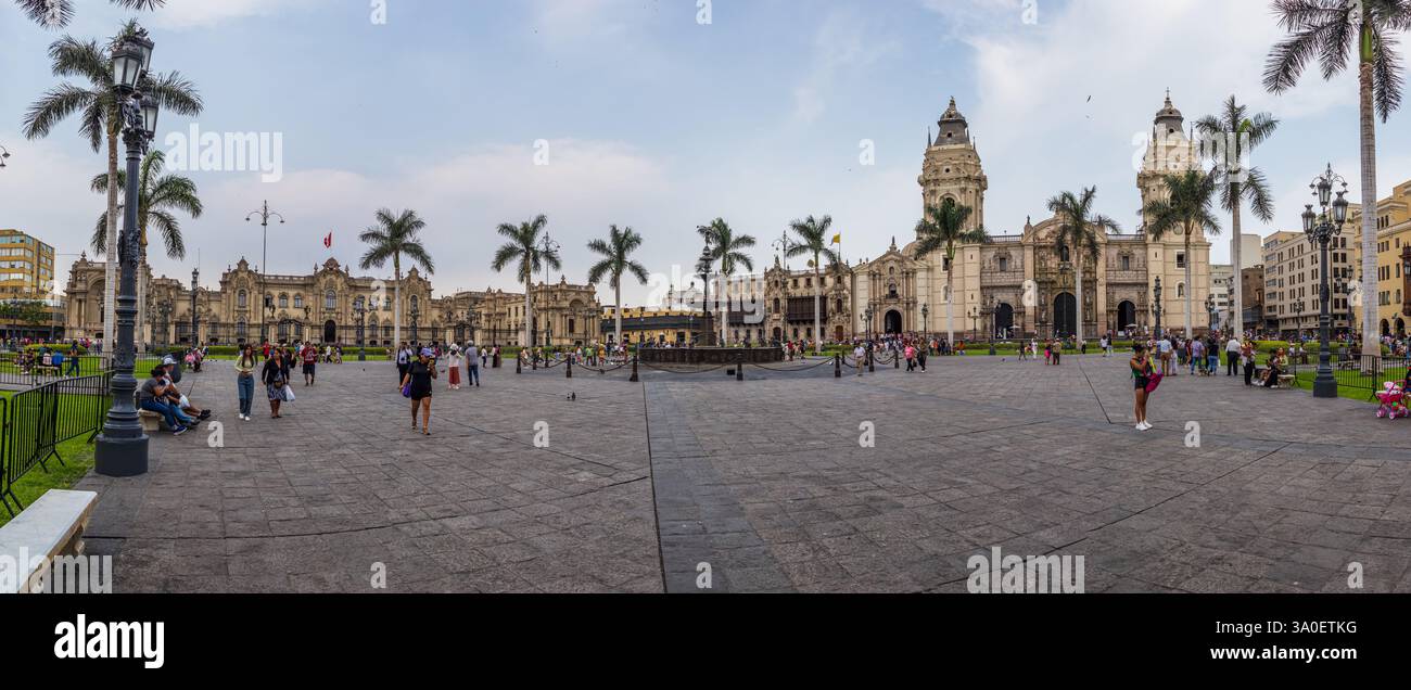 Panoramic view of Lima Main Square - Peru Stock Photo - Alamy