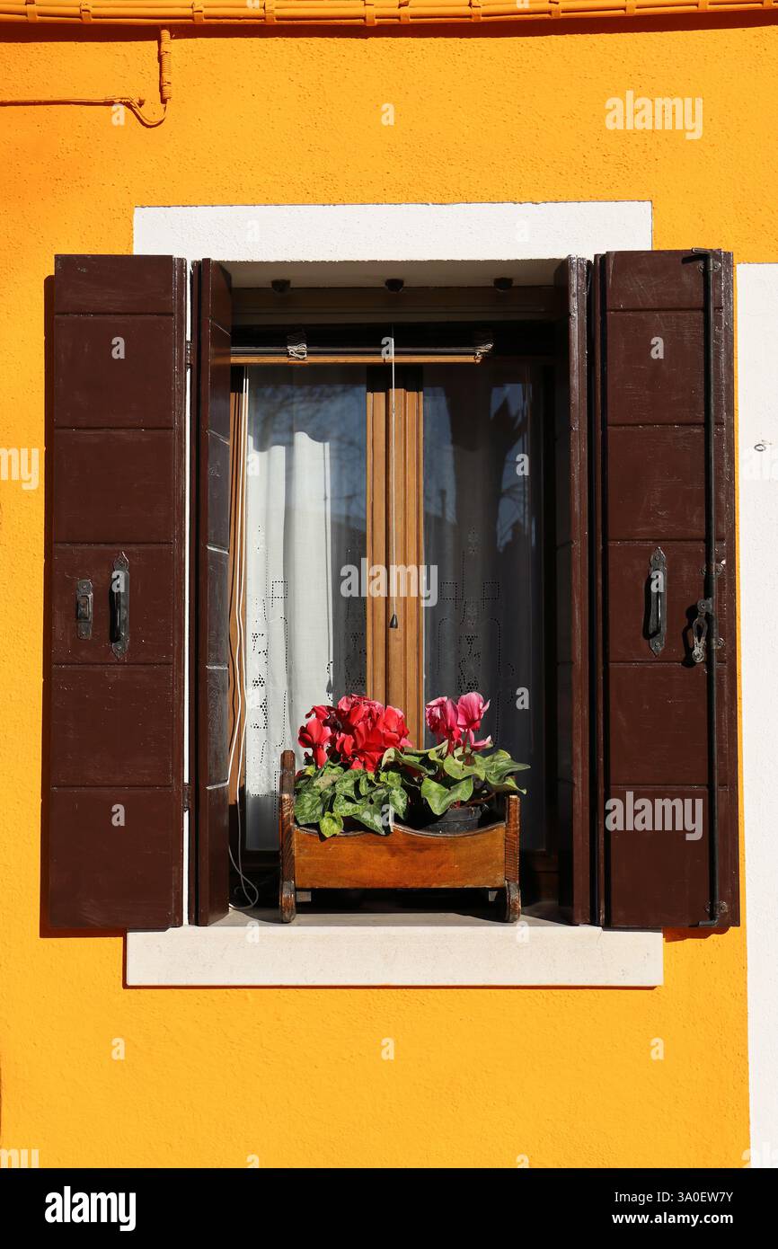 Typical renaissance window in Burano. Venice, Italy Stock Photo - Alamy