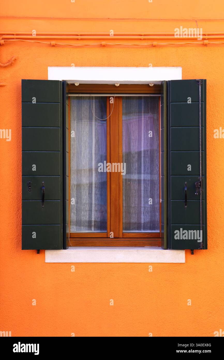 Typical renaissance window in Burano. Venice, Italy Stock Photo - Alamy