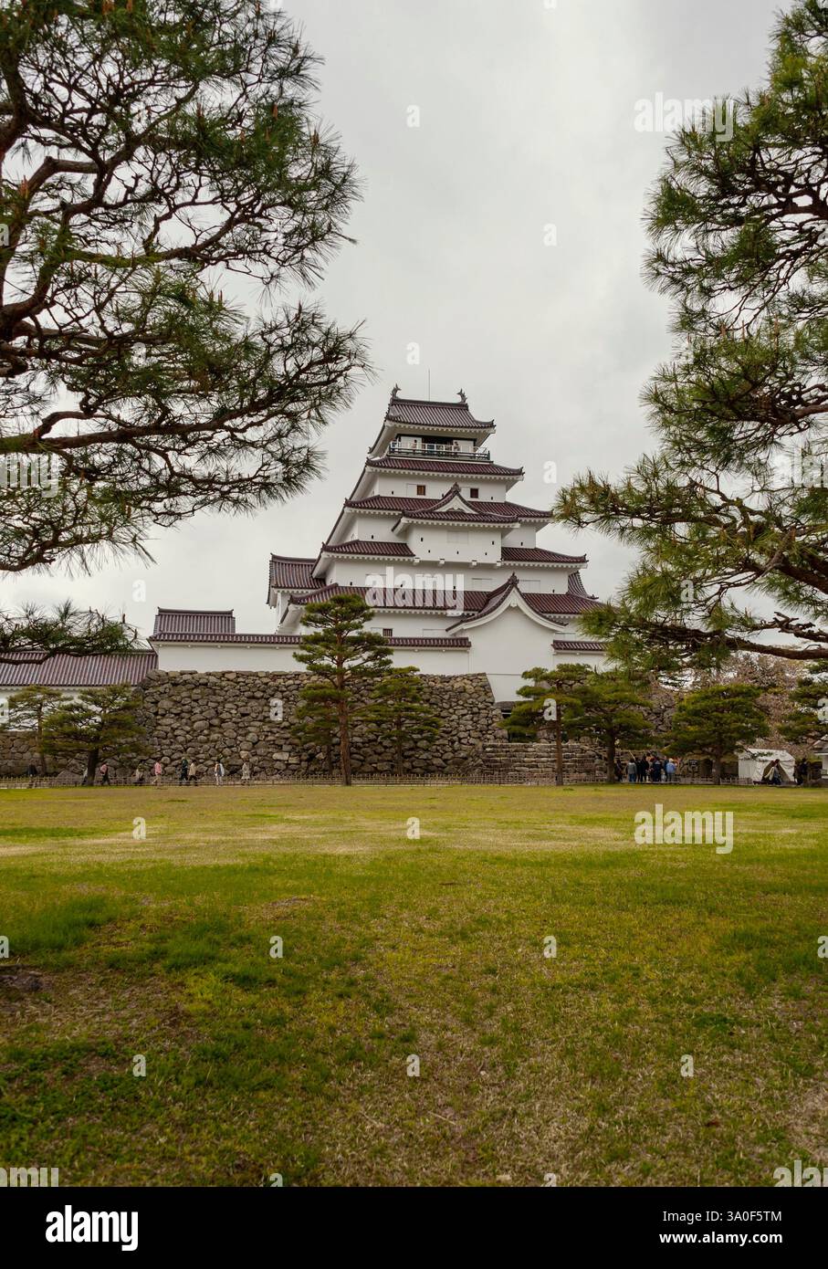 Photo shows Tsuruga-jo castle, the only castle in Japan with red roof ...